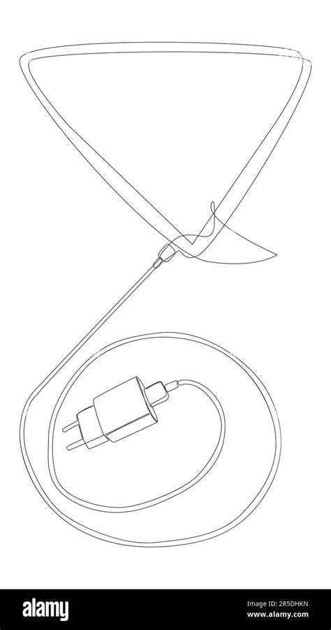 One Continuous Line Of Speech Bubble With Smart Phone Charger Thin Line Illustration Vector
