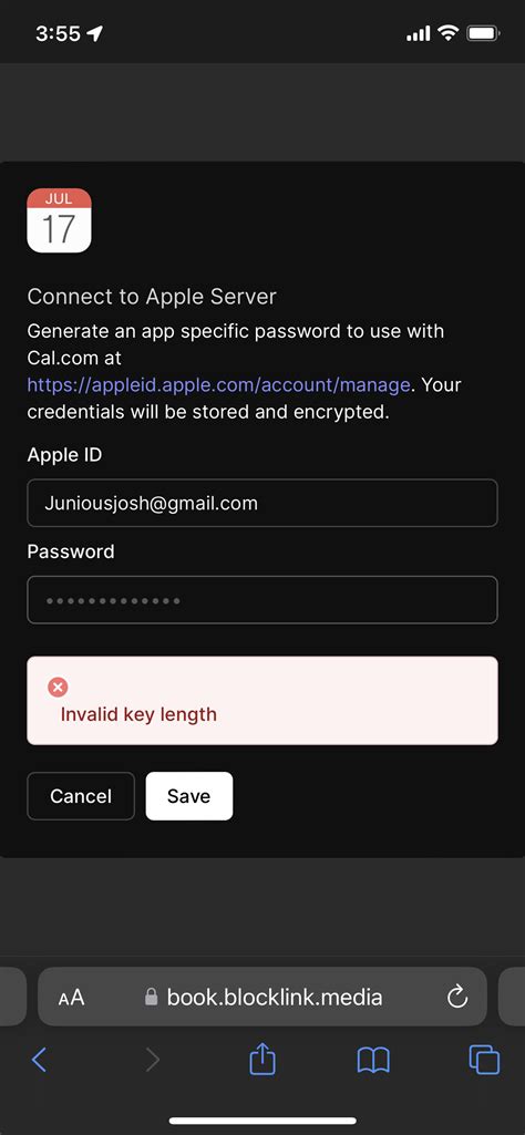 ICloud Calendar Credentials Not Accepted Issue 261 Calcom Docker
