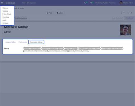 Odoo User Menu Restrictions Webkul