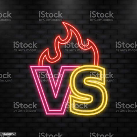 네온 아이콘 대 로고 대 스포츠 및 싸움 경쟁을위한 편지 전투 대 경기 게임 컨셉 경쟁 Vs Championship에 대한 스톡 벡터 아트 및 기타 이미지 Istock