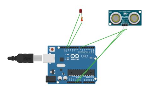 Circuit Design Object Detection Using Ultrasonic Sensor Tinkercad