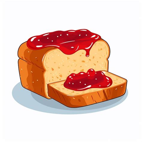 Ilustración Vectorial De Pan Mermelada Comida Desayuno Bocadillo