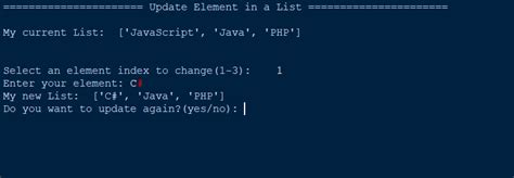 How To Update Element In A List Using Python Sourcecodester