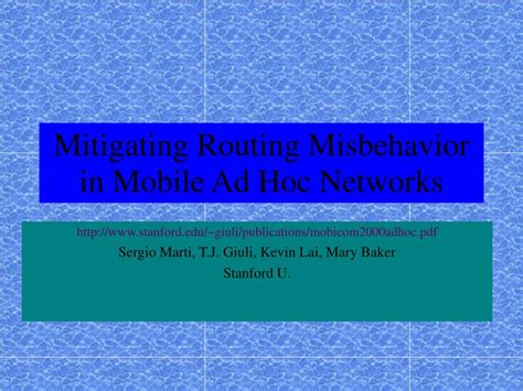 PPT Mitigating Routing Misbehavior In Mobile Ad Hoc Networks PowerPoint Presentation ID