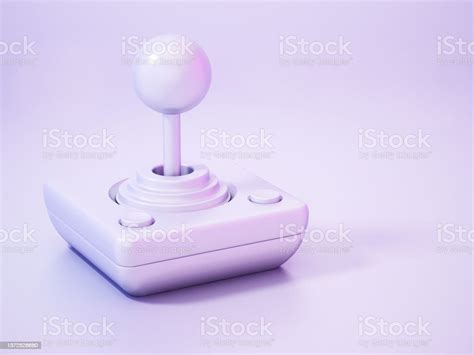 파란색과 보라색 조명으로 조명된 복고풍 조이스틱의 3d 일러스트 3차원 형태에 대한 스톡 사진 및 기타 이미지 3차원 형태 아케이드 여가활동 게임 Istock