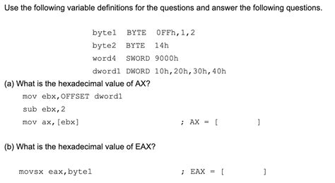 Solved Use The Following Variable Definitions For The Chegg