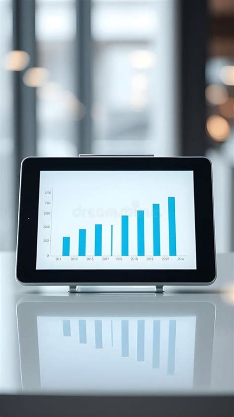 A Digital Tablet Displaying A Bar Graph Stock Illustration