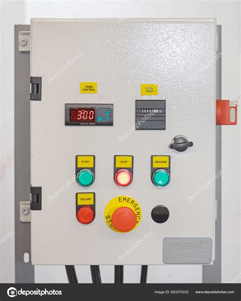 machine control panel timer start button emergency stop electric box