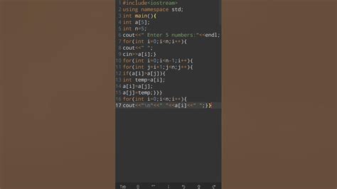 c code for making 5 numbers in ascending by using array cpp tech coding programming viral