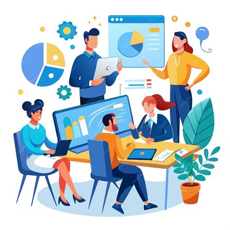 Team Collaborates On Data Analysis With Charts And Graphs Premium Ai