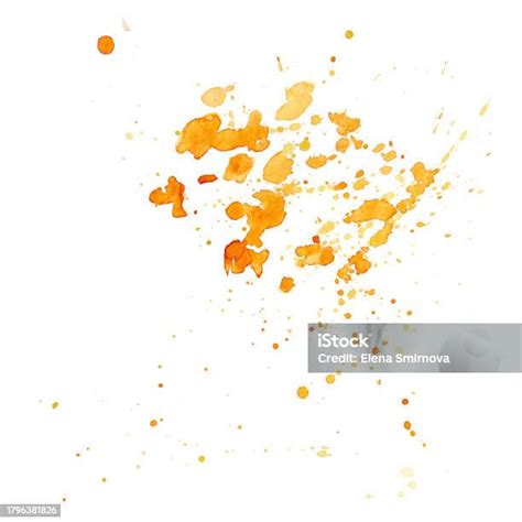 손으로 그린 수채화 물감 스플래쉬 얼룩 스패터 스팟 옐로우 오렌지 그린 색상 흰색 배경에 격리된 개체를 보여 줍니다 상점 로고