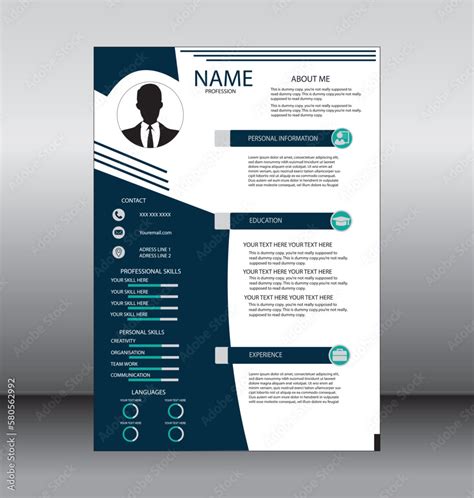 Cv Template Design Stock Vector Adobe Stock