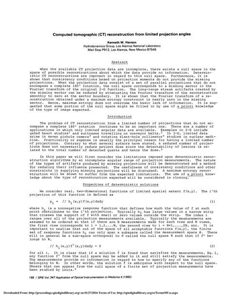 Pdf Ct Reconstruction From Limited Projection Angles