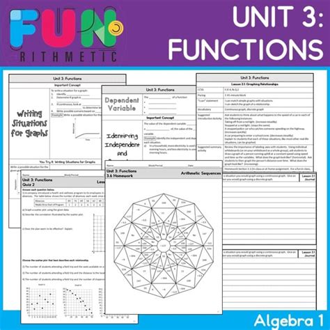 Algebra Unit 3 Functions Print And Digital By Funrithmetic Tpt