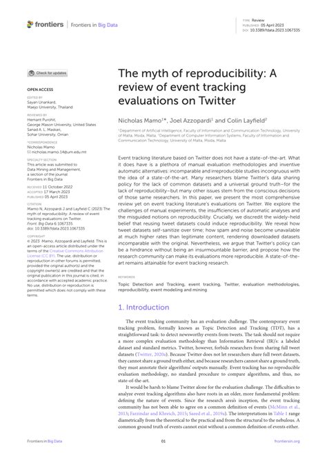 Pdf The Myth Of Reproducibility A Review Of Event Tracking Evaluations On Twitter