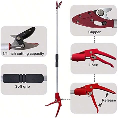 Tree Trimmer 6 Foot Pole Pruner Long Reach Pruning Shears Cut And Hold Garden Clippers Aluminum