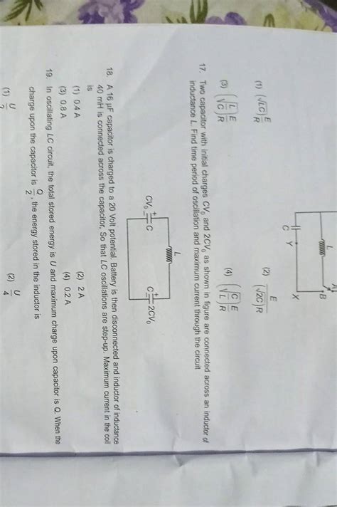 In Oscillating Lc Circuit The Total Stored Energy Is U And Maximum Charg