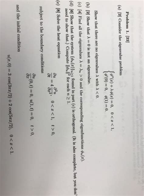 Solved Problem A Consider The Eigenvalue Chegg