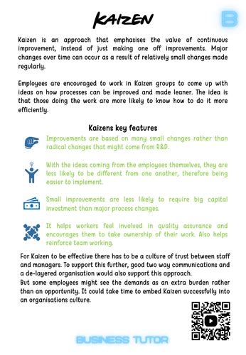 Kaizen Business Revision Teaching Resources