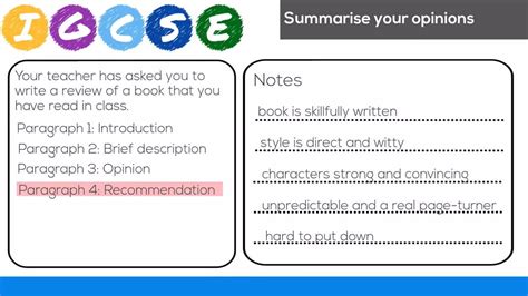 Igcse Writing Exercise 6pptx Books And Literature