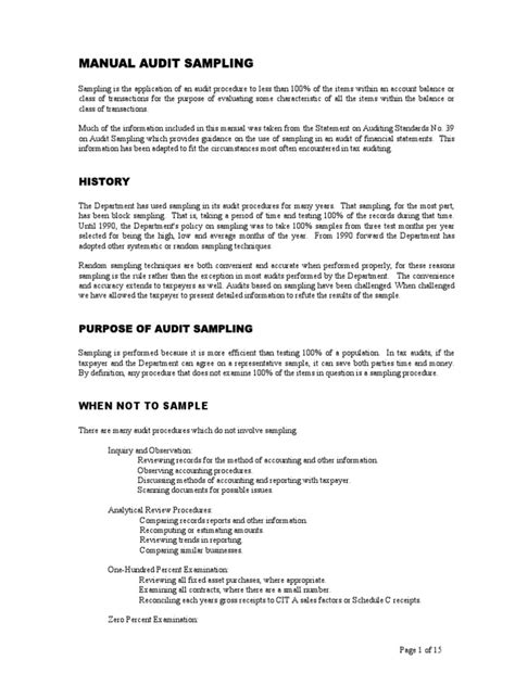 Evaluating Audit Sampling Techniques Statistical Vs Non Statistical Methods For Testing