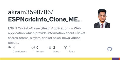 GitHub Akram ESPNcricinfo Clone MERN ESPN Cricinfo Clone React Application Web