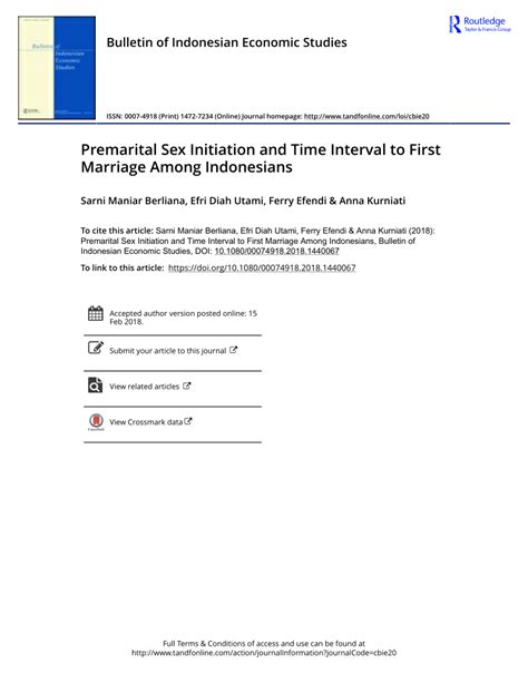PDF Premarital Sex Initiation And Time Interval To First Marriage Among Indonesians