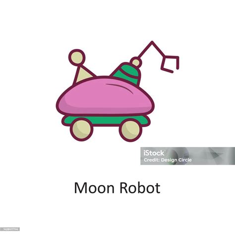 Vektor Robot Bulan Diisi Garis Besar Ilustrasi Desain Ikon Simbol Spasi