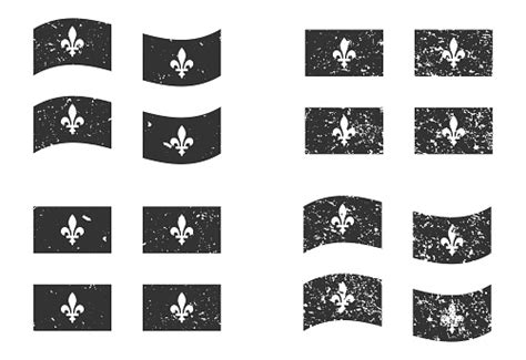퀘벡 그런지 플래그 세트 흰색 배경에 격리 된 어두운 회색 웹 사이트 디자인 응용 프로그램 Ui에 대한 벡터 일러스트레이션 캐나다 Eps10 몬트리올에 대한 스톡 벡터 아트