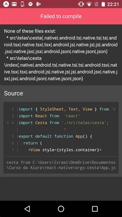 Dúvida Possivel Erro Na Criação React Native Criando Um App