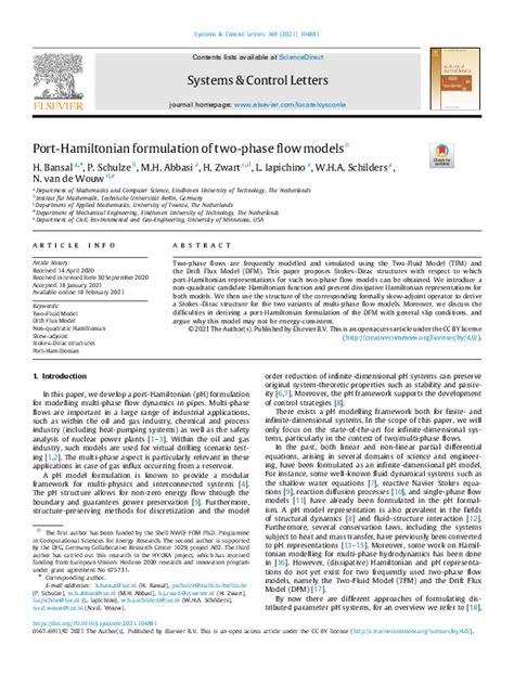 pdf port hamiltonian formulation of two phase flow models