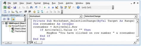 How To Get Row Number By A Single Click Using Vba In Microsoft Excel 2010