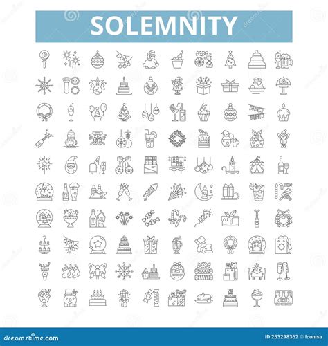 Solemnity Icons Line Symbols Web Signs Vector Set Isolated Illustration Stock Vector