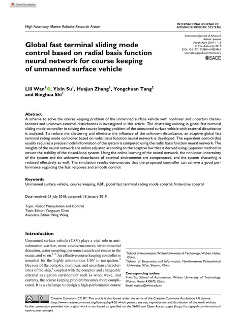 Pdf Global Fast Terminal Sliding Mode Control Based On Radial Basis Function Neural Network
