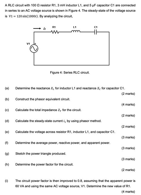 Solved A Rlc Circuit With A 100 Î© Resistor R1 A 3 Mh Inductor L1 And A 5 Pf Capacitor C1 Is