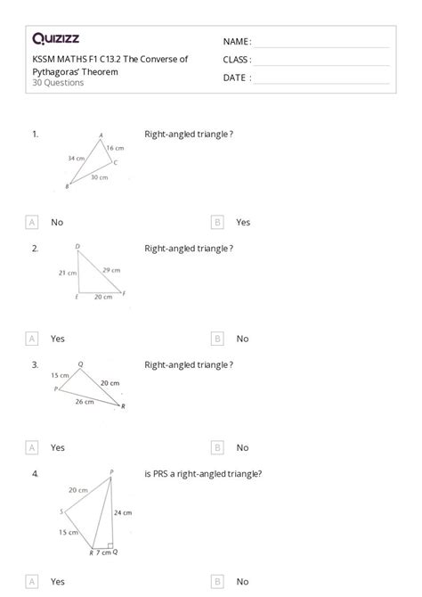 50 Converse Of Pythagoras Theorem Worksheets On Quizizz Free And Printable