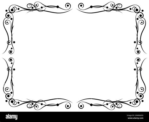 Vintage Frame With Curls Decorative Curls In Black On White Background Curly Border Design