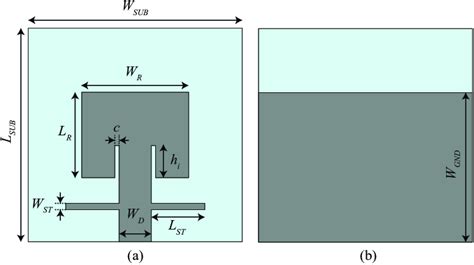 Design Of The Proposed Stub Loaded Patch Antenna A Top Side And B Download Scientific