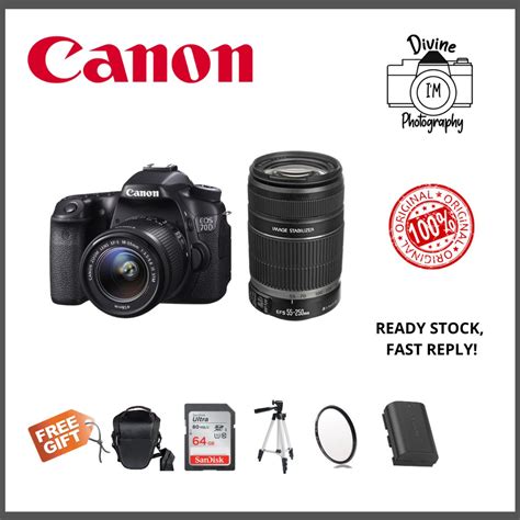 Canon Eos 70d Dslr With Ef S 18 55mm 55 250mm Two Lens Kit Flash