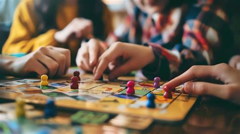 Closeup Of Hands Playing A Board Game Colorful Game Pieces On The Board Premium Ai Generated Image