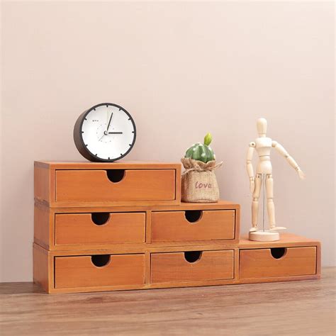 Badu Bg Ретро дървена кутия за съхранение на чекмеджета офис настолен шкаф за съхранение