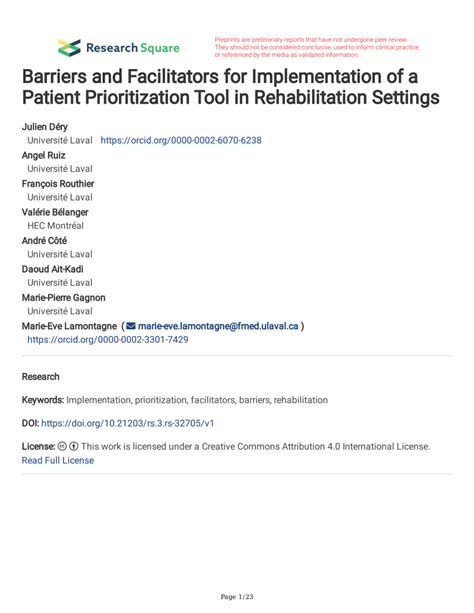 Pdf Barriers And Facilitators For Implementation Of A Patient