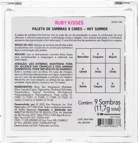 Paleta De Sombras Ruby Kisses Memories Collection Hot Summer Beleza