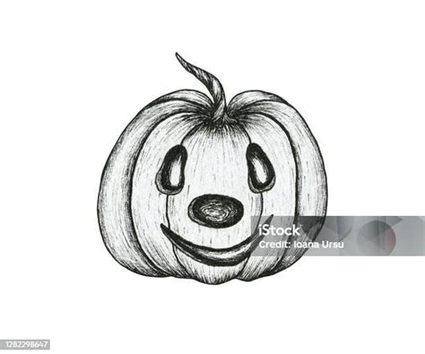 흑백 호박 할로윈 호박 얼굴 검은 예술과 흰색 빈티지 가을 디자인에 고립 된 해피 할로윈 호박 라인 아트 드로잉 10월에 대한 스톡 벡터 아트 및 기타 이미지 Istock