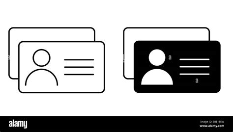 Driver License And Id Card Icon Set In Black And White Style For Identification Documents