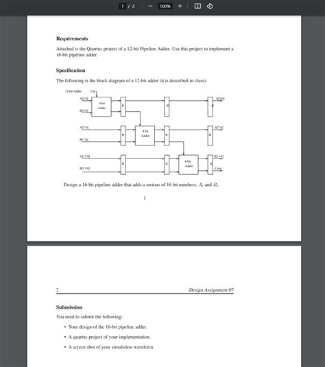 Solved Design A 16 Bit Pipeline Adder That Adds A Serious Of