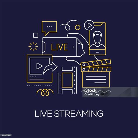 일러스트레이션 라이브 스트리밍 개념의 벡터 집합입니다 웹 페이지 배너 포스터 인쇄 등을 위한 라인 아트 스타일 배경 디자인 벡터 일러스트레이션 0명에 대한 스톡 벡터 아트
