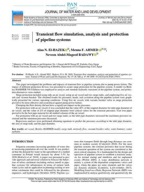 Transient Flow Analysis Pdf Pump Pipeline Transport