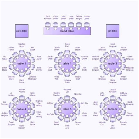 Rectangle Table Seating Plan Template