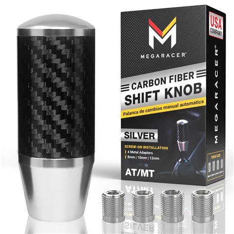 Silver Carbon Fiber Shift Knob Buttonless Automatic Manual Shift Knobs Gear Shift